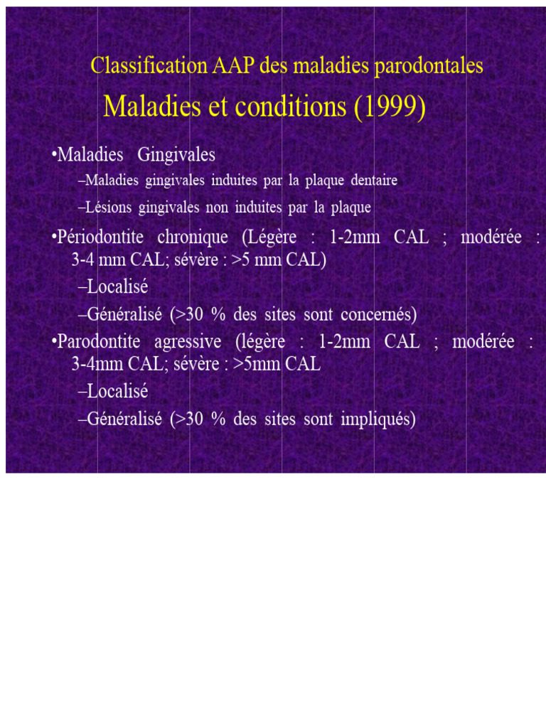 Classification des maladies parodontales AAP | PDF | Hygiène bucco ...