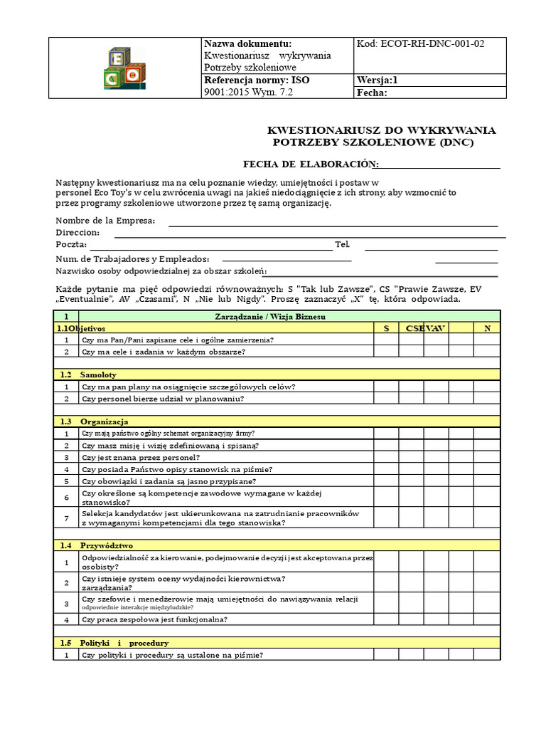 Kwestionariusz DNC WORD | PDF