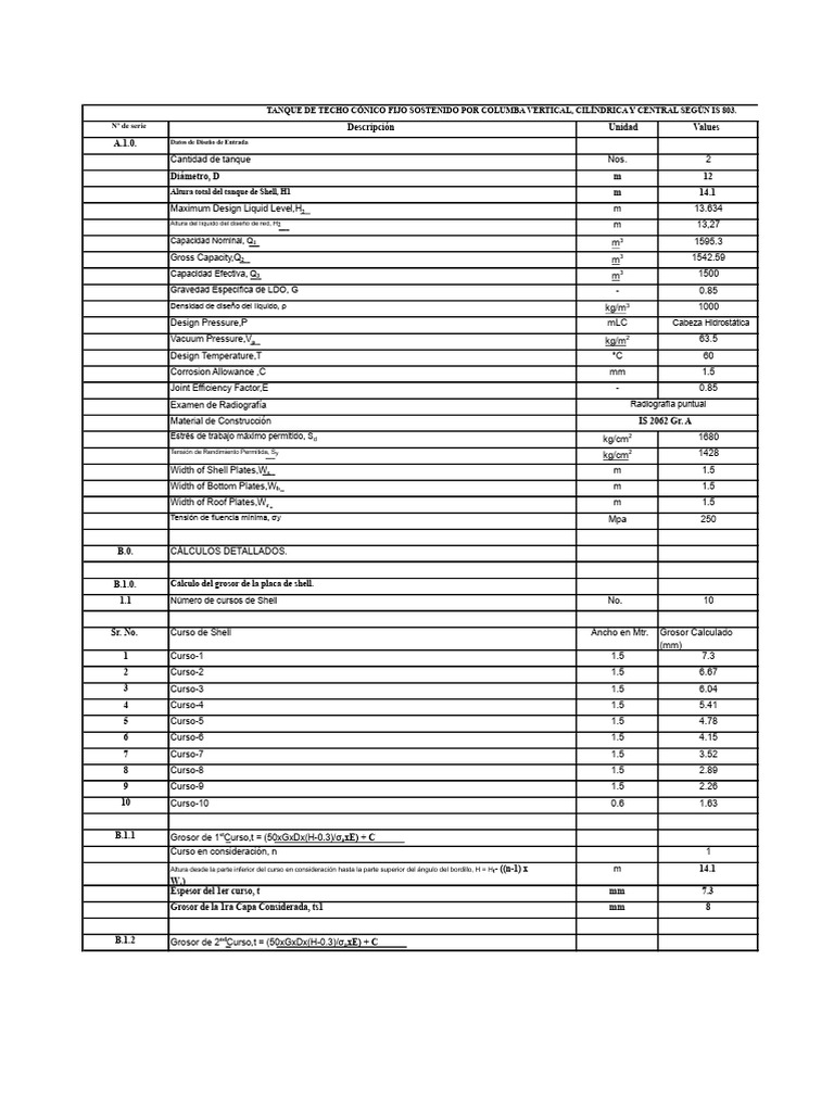 Ldo Storage Tank Calculation 170 | PDF | Cantidades fisicas | Presión