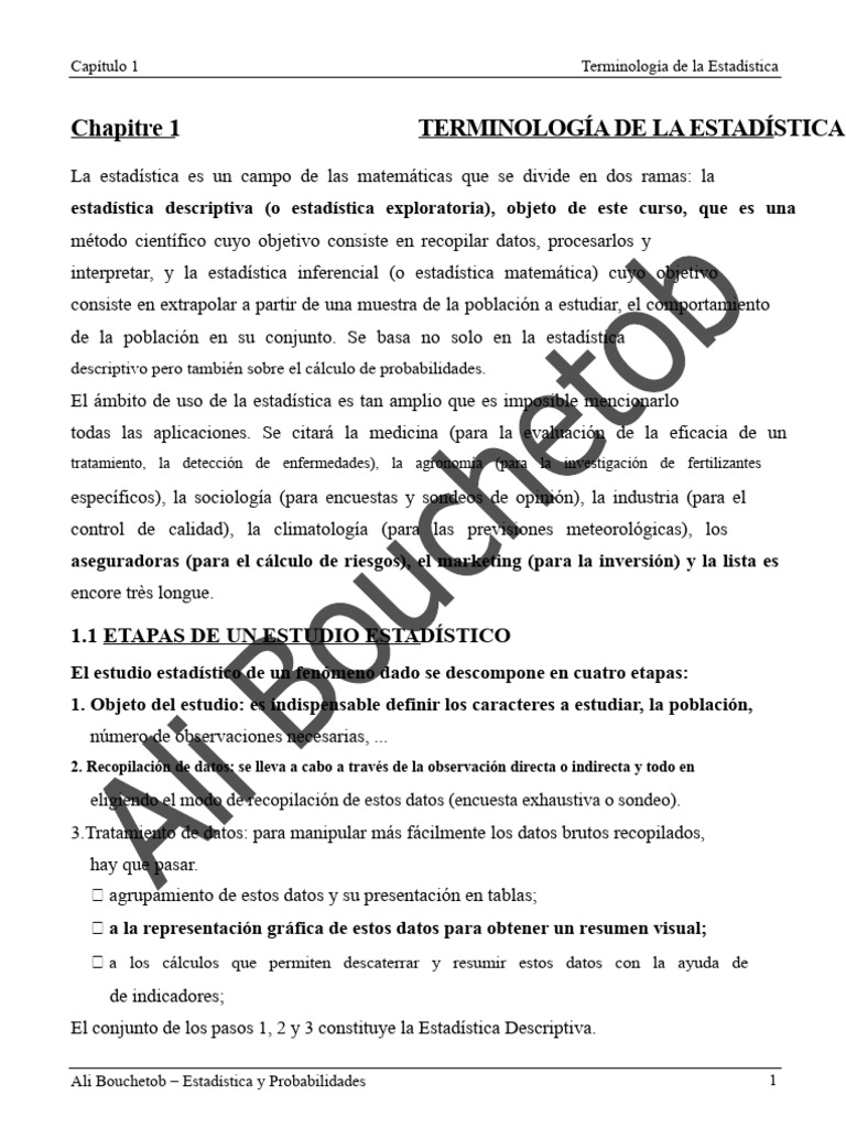 Capítulo1 Terminología de La Estadística | PDF | Estadísticas | Datos