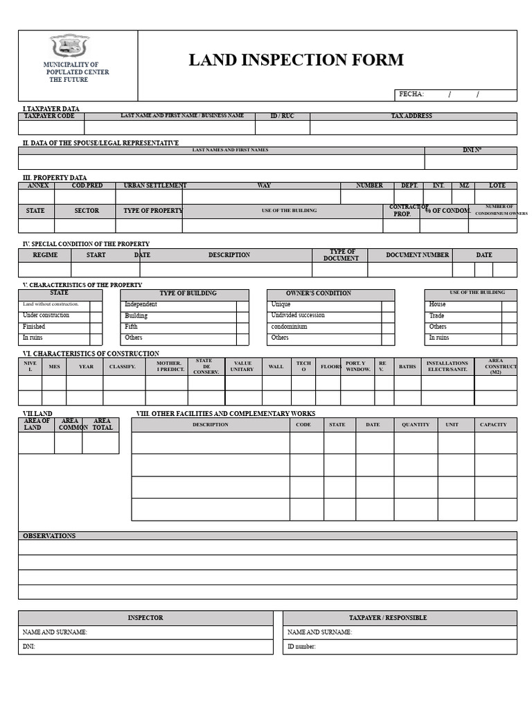 Property Inspection Form | PDF | Government Finances | Taxes