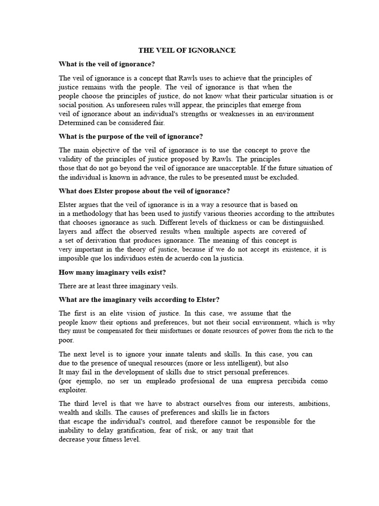 The Veil of Ignorance | PDF | Justice | Crime & Violence