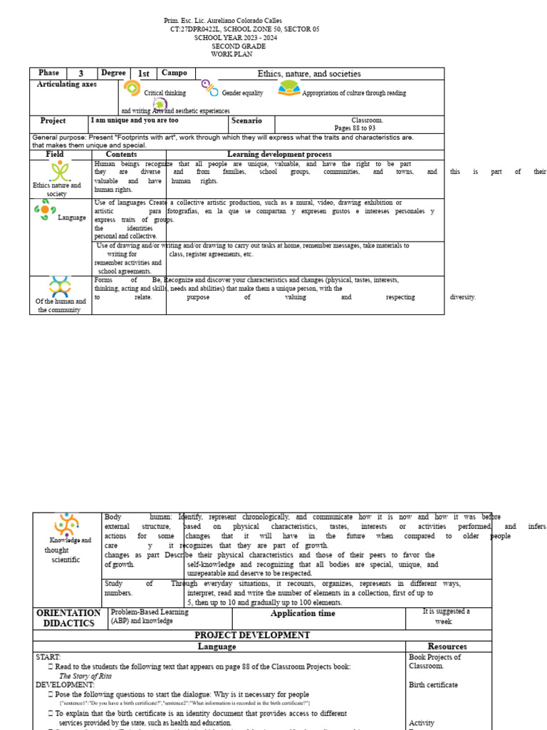 1st Grade PLAN | PDF | Knowledge | Notebook