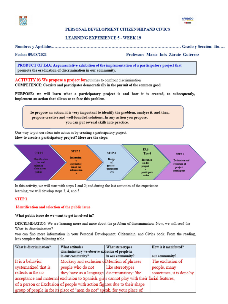 Learning Act Sheet 1-5 -Dpcc Resolved | PDF | Discrimination | Stereotypes