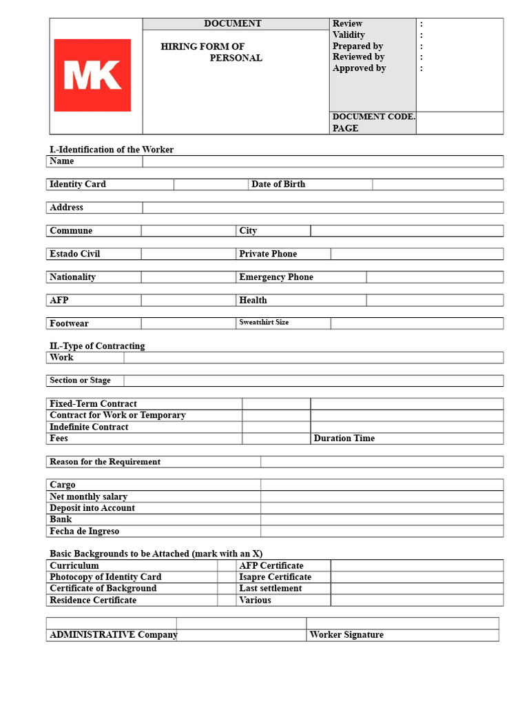 Hiring Form | PDF