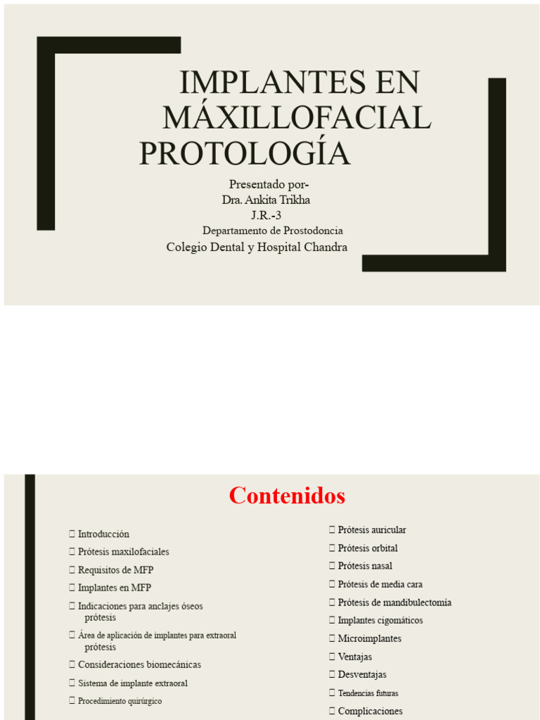 Implantes en Prótesis Maxilofacial | PDF | Implante dental