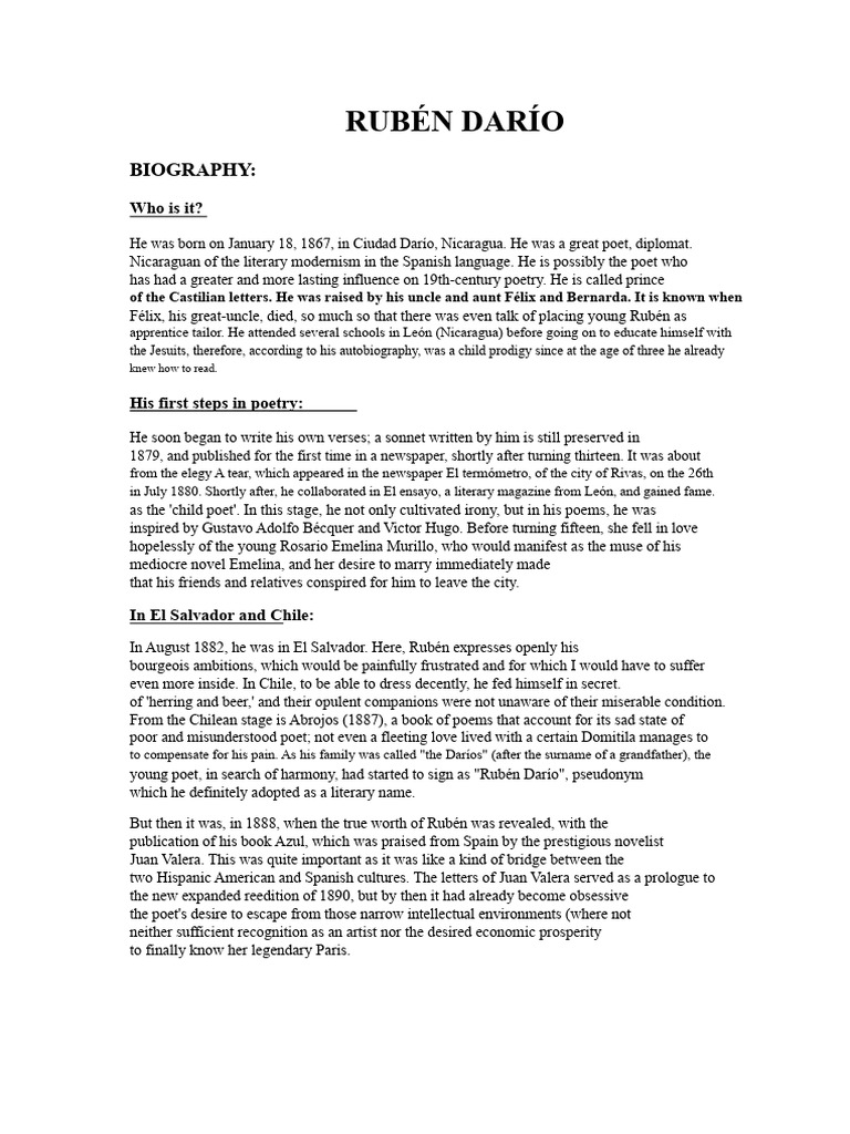 Biography of Ruben Darío | PDF