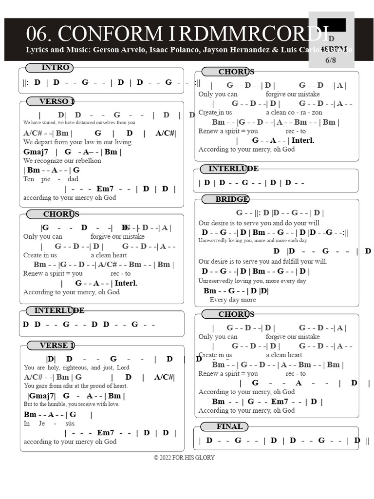 According To Your Mercy (D) - Chords | PDF | Theology | Religious ...