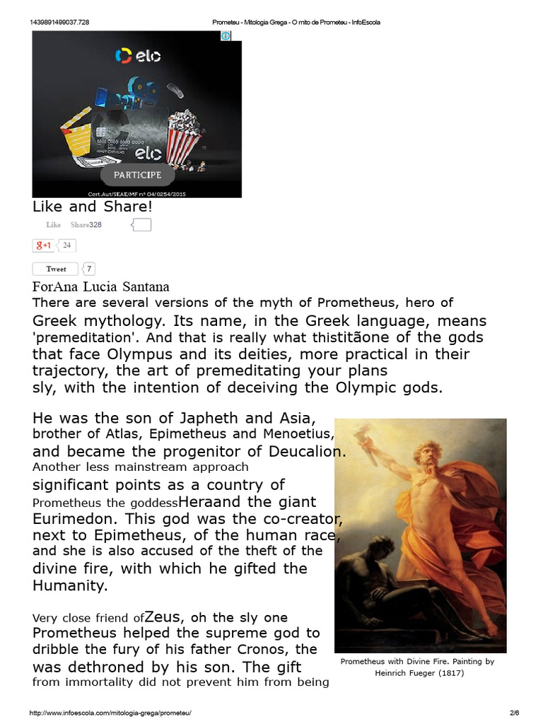 Prometheus - Greek Mythology - The Myth of Prometheus - InfoSchool ...
