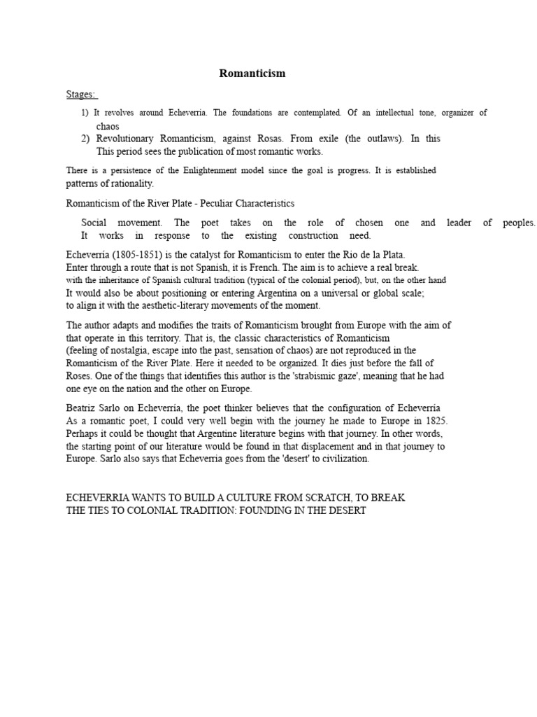 Unit 2. Romanticism and Echeverría | PDF | Romanticism | Poetry