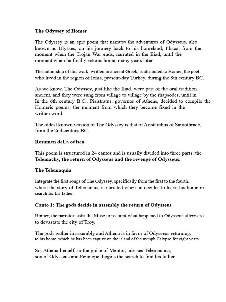 The Odyssey: Epic Journey of Odysseus | PDF | Odyssey | Homer