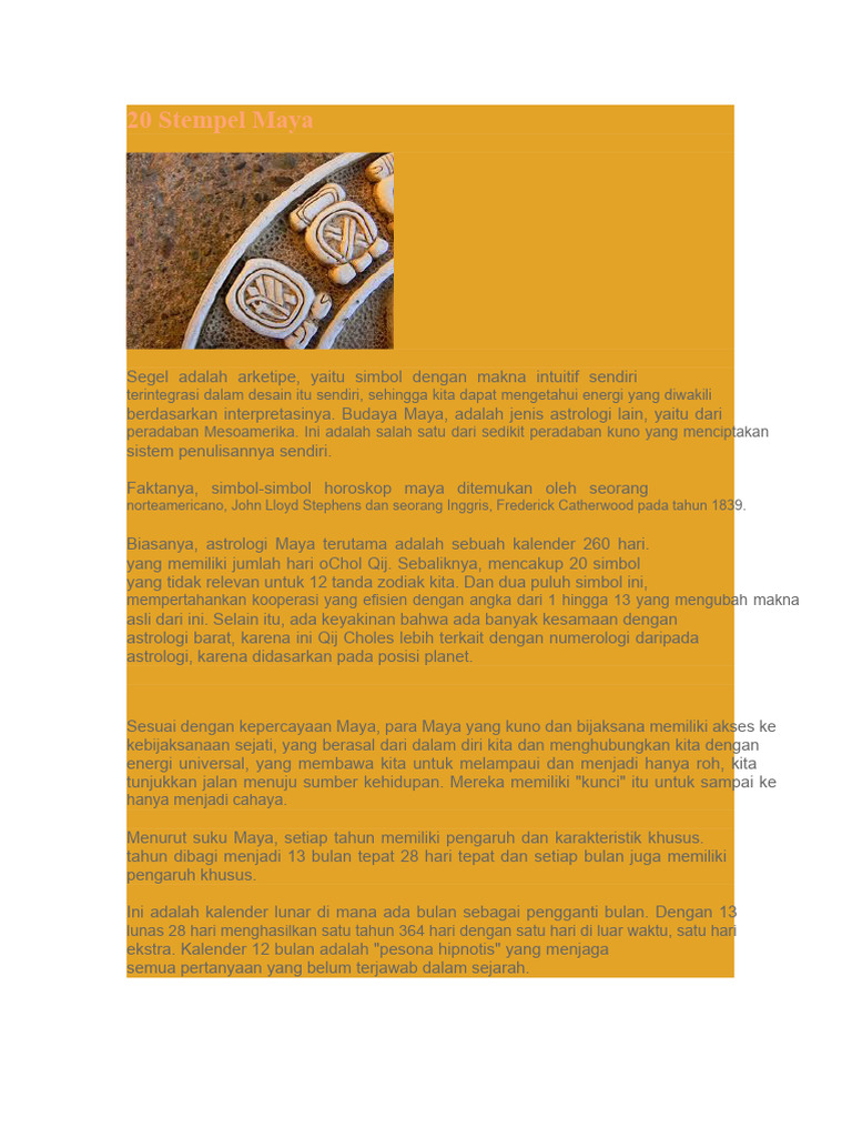 20 Simbol Astrologi Maya dan Maknanya | PDF