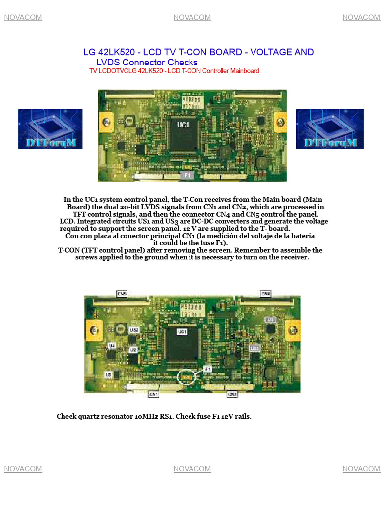 LCD TV T-Con Board - Voltage and Checks of The LVDS Connector | PDF