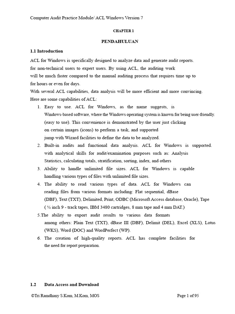 Computer Audit Module Using ACL | PDF | Computer File | Personal Computers