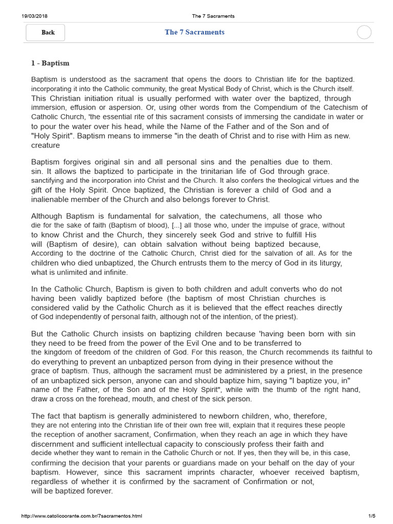 The 7 Sacraments | PDF | Baptism | Eucharist