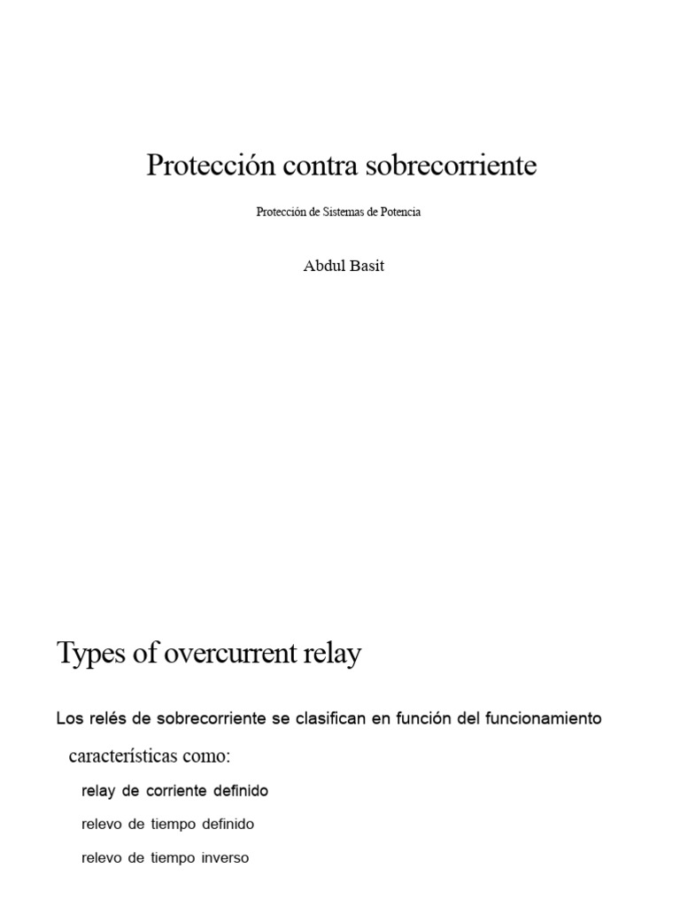 Protección Contra Sobrecorriente | PDF | Relé | Corriente eléctrica