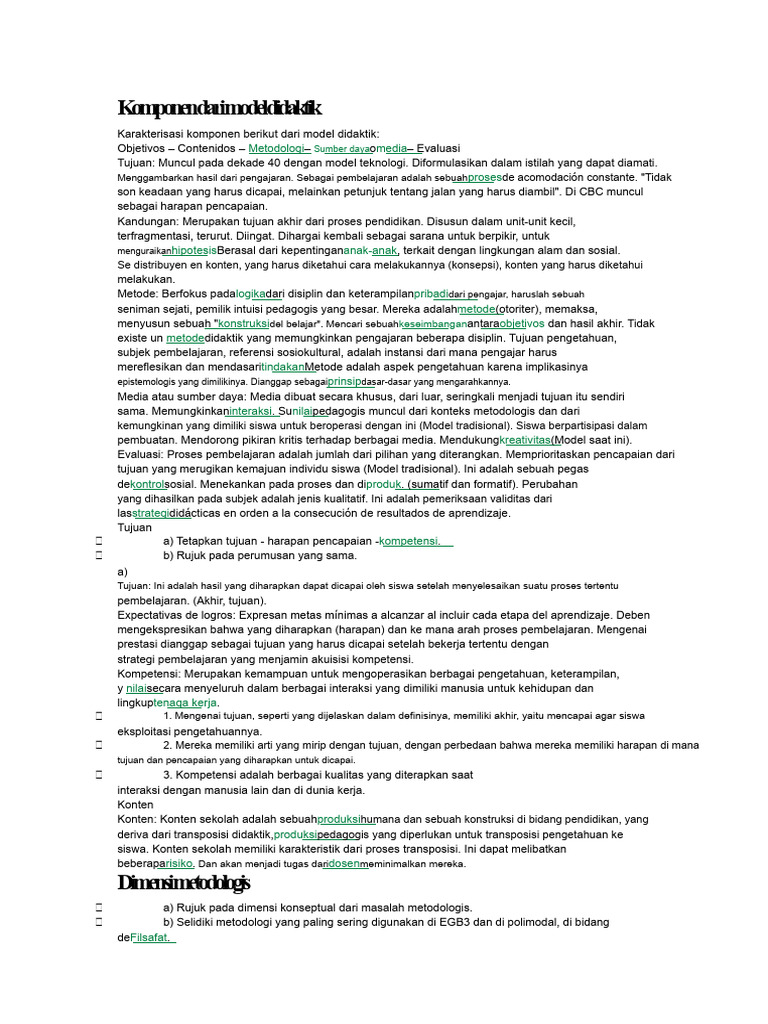 Komponen Model Didaktik | PDF