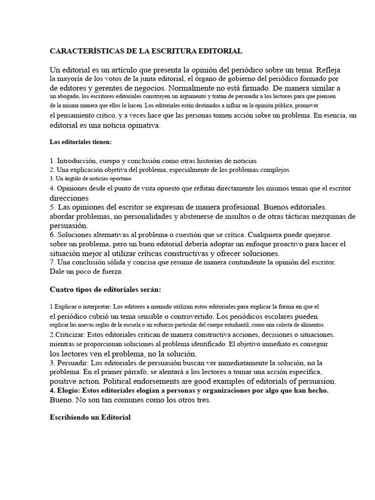 Características de la escritura editorial | PDF | Celtas de Boston ...