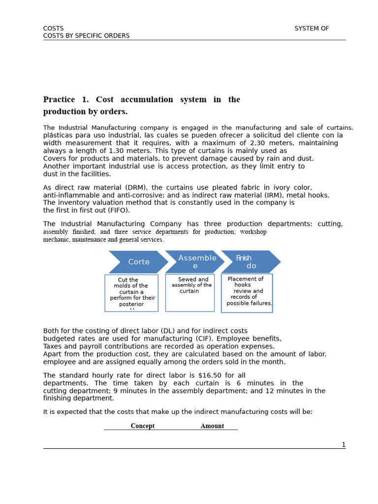 PRACTICE 1 Costing by Specific Orders | PDF | Depreciation | Labour ...
