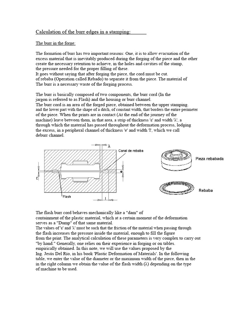 Calculation of the Burr Cords in a Stamp | PDF | Forging | Mechanical ...