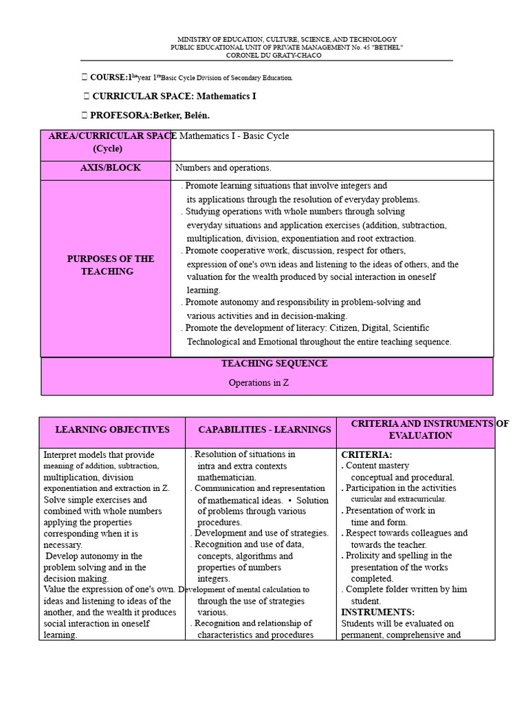2nd DIDACTIC SEQUENCE MATHEMATICS I OPERATIONS | PDF | Exponentiation | Multiplication