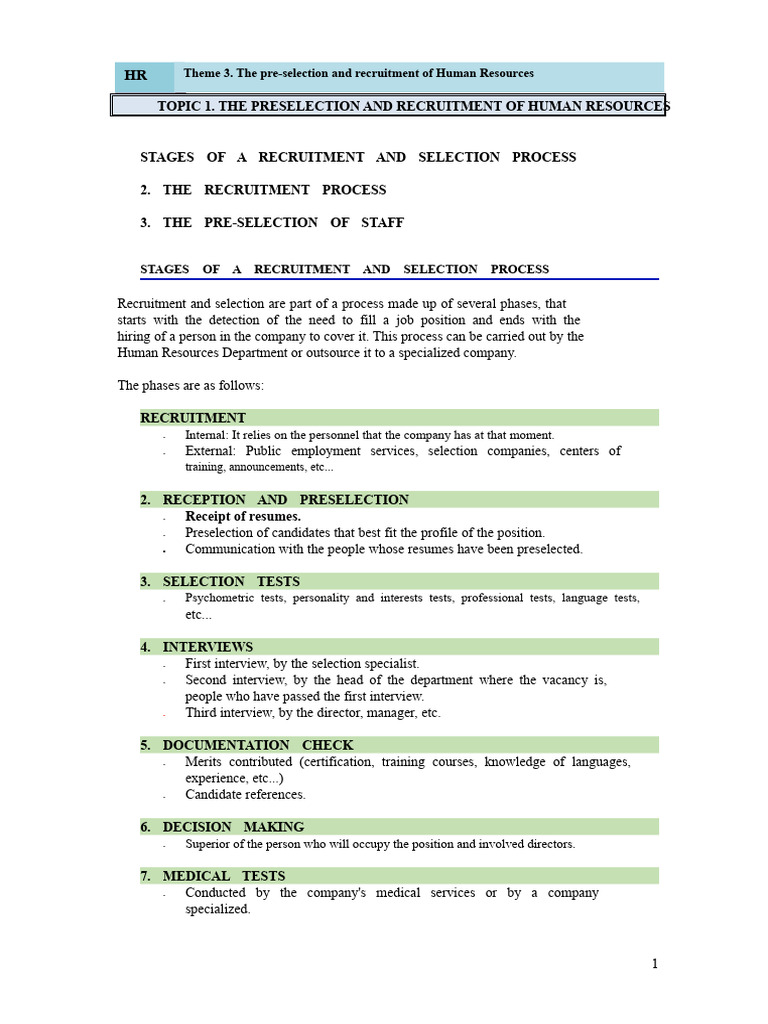 Student.T3. The preselection | PDF | Recruitment | Employment