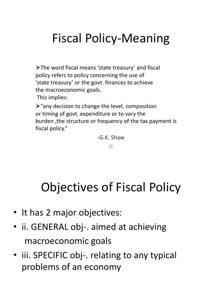 Fiscal Policy Meaning | PDF | Fiscal Policy | Deficit Spending