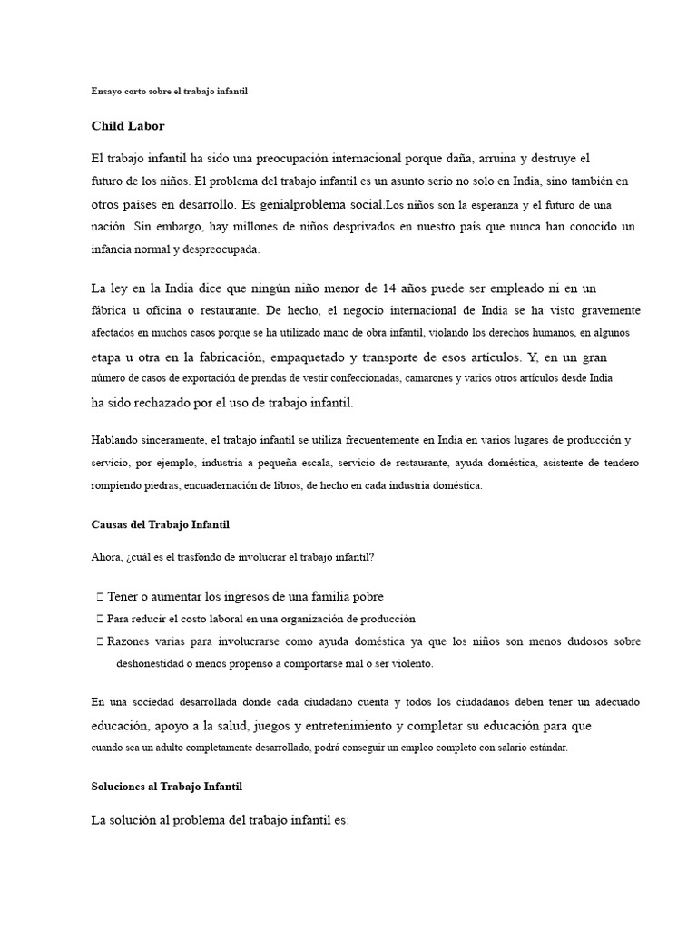 Child Labor: El Trabajo Infantil Ha Sido Una Preocupación Internacional ...