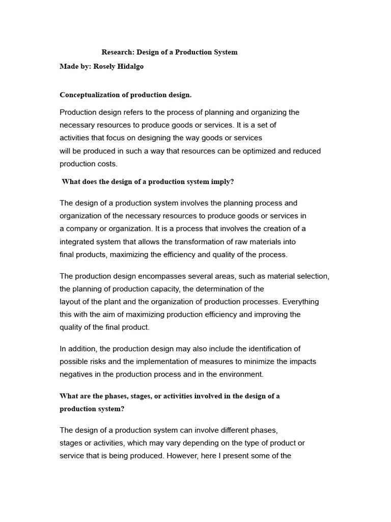 Design of A Production System | PDF | Supply Chain | Economies