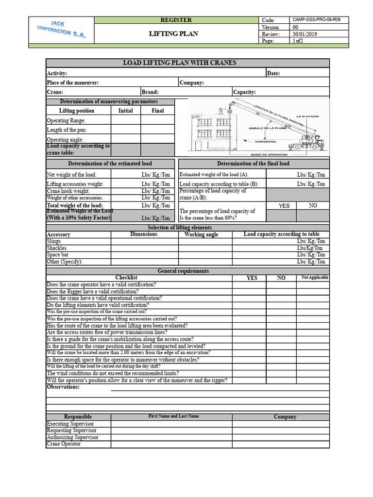 Lifting Plan Registration | PDF | Crane (Machine)