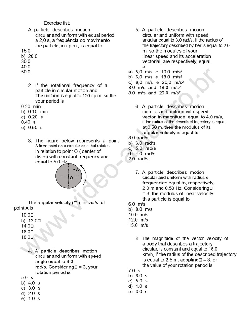 Circular Motion Exercises and Solutions | PDF | Rotation | Velocity