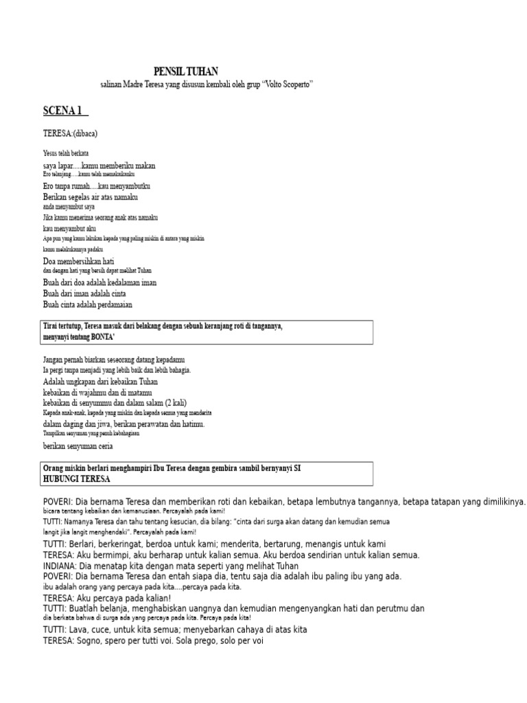 Naskah Musik Ibu Teresa | PDF