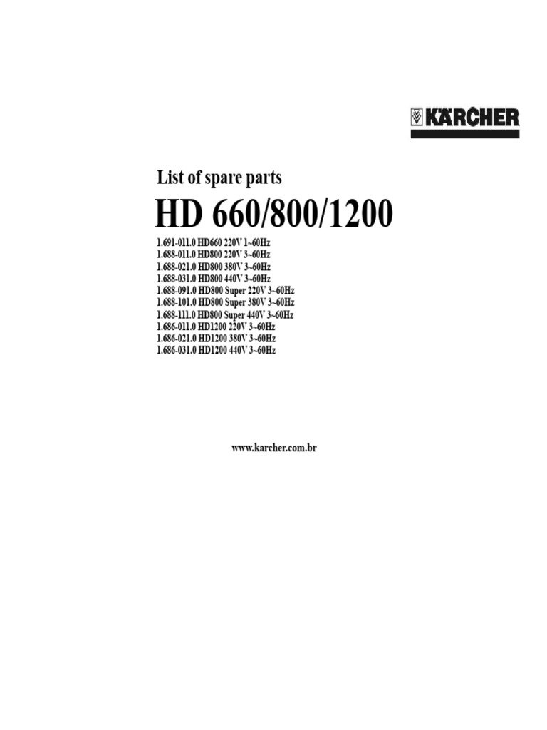 List of Parts HD - 800-1200 | PDF