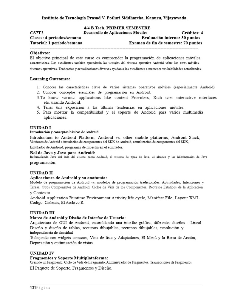 Sílabo de MAD | PDF | Android (sistema operativo) | Java (lenguaje de programación)