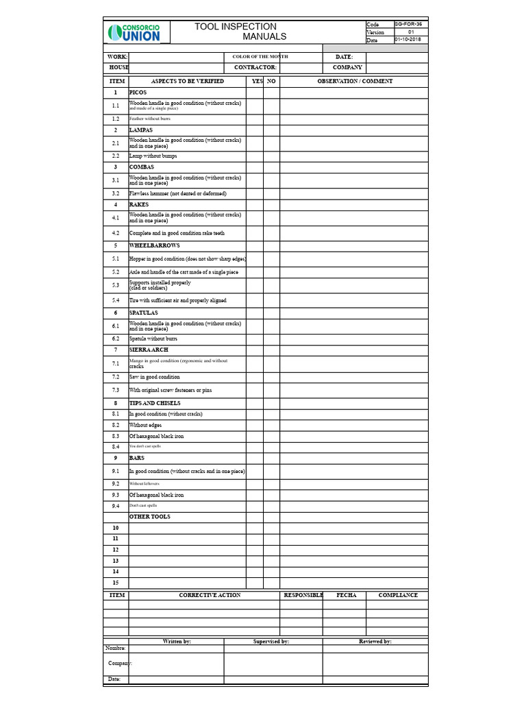 Inspection of Hand Tools Rev Model | PDF | Tools