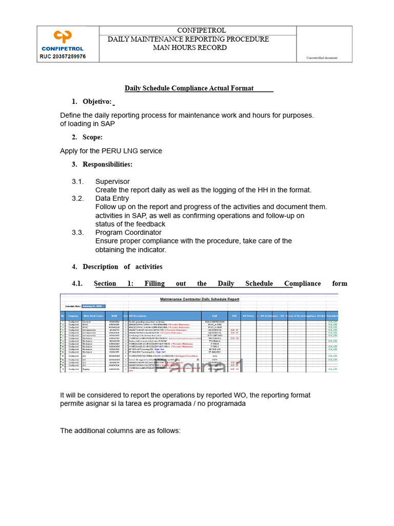 Procedure For Recording Man Hours and Maintenance Reporting | PDF