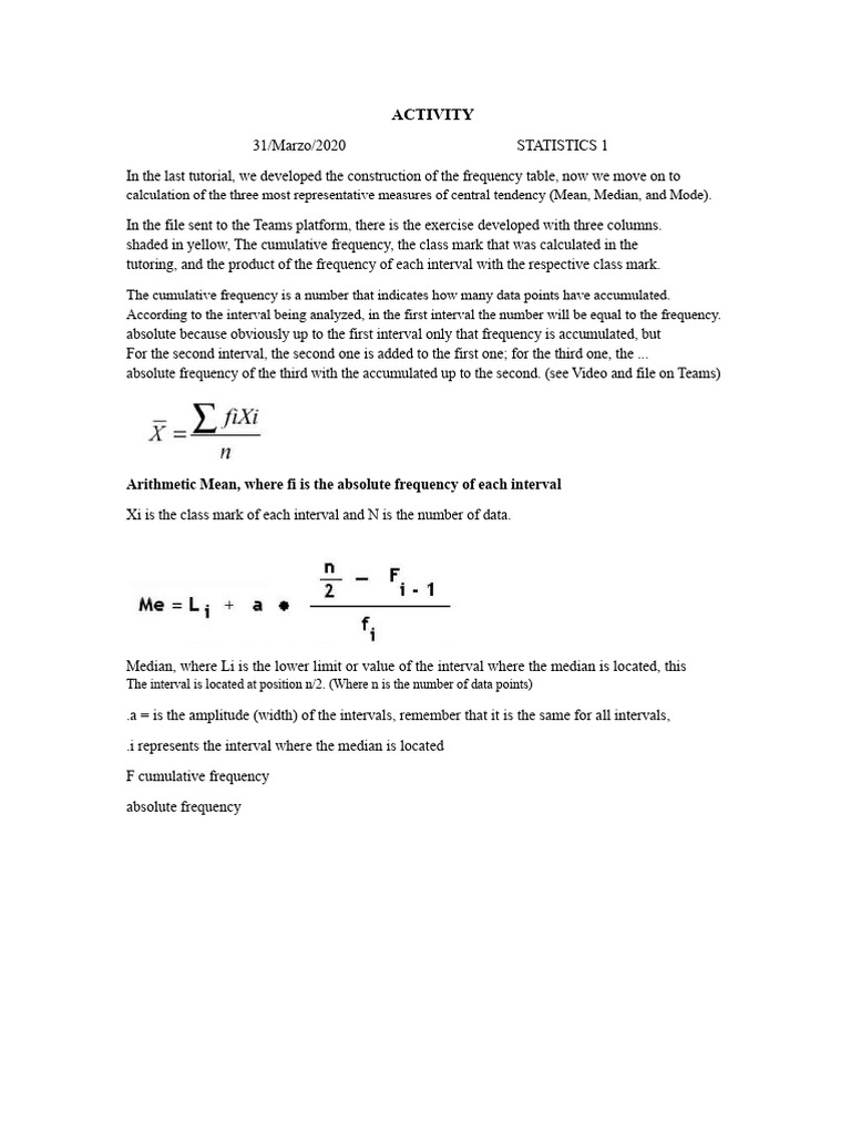 Activity 2 measures of central tendency | PDF | Mode (Statistics) | Median
