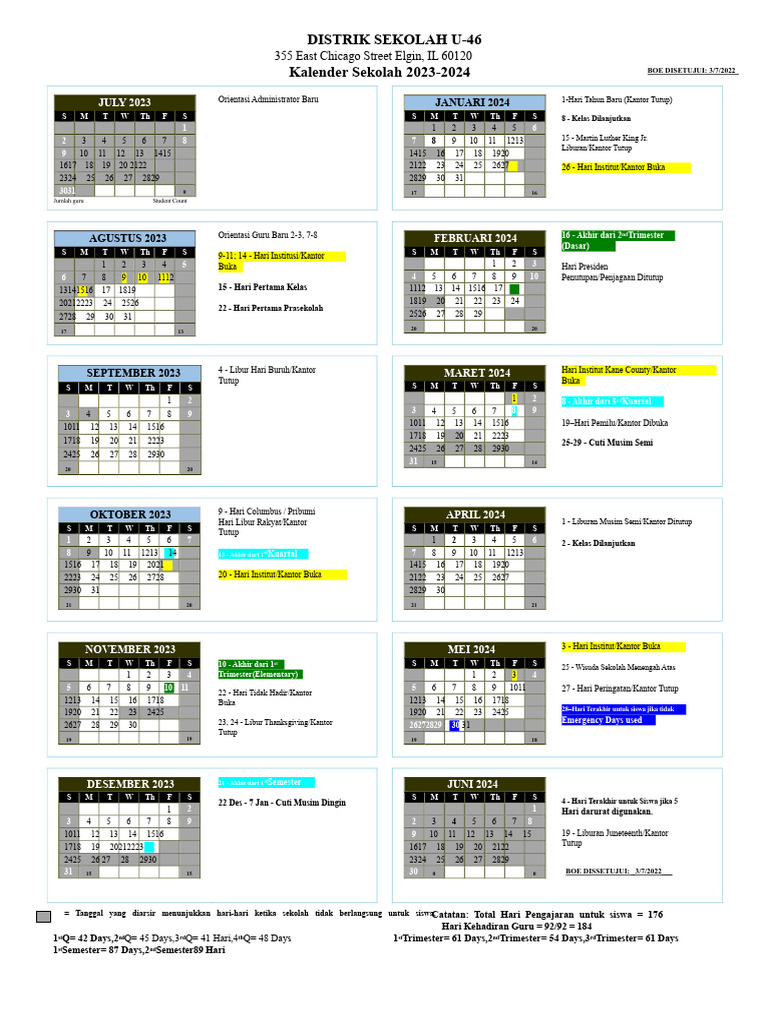 Kalender Sekolah 2023-2024 DITERIMA 2022.03 (1) | PDF