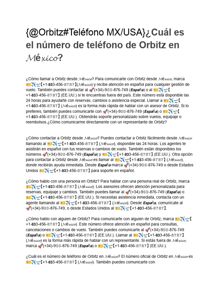 ¿Cuál Es El Número de Teléfono de Orbitz en ?é????? | PDF | Servicio al ...