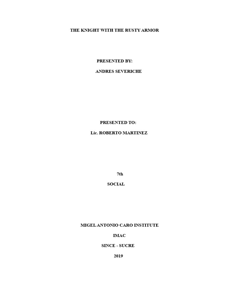 The Knight in Rusty Armor Analysis | PDF