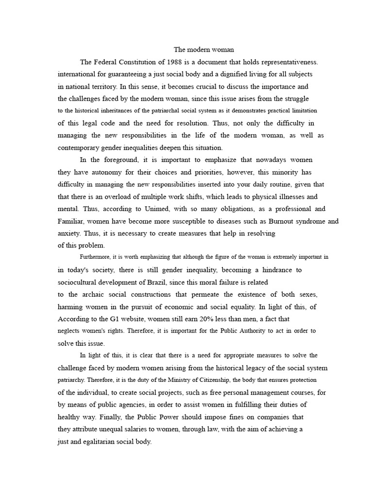 Essays: The Importance and The Challenges Faced by The Modern Woman ...