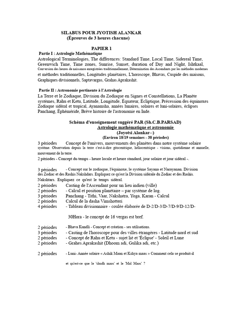 Syllabus bvb-2 | PDF | Horoscope | Zodiaque