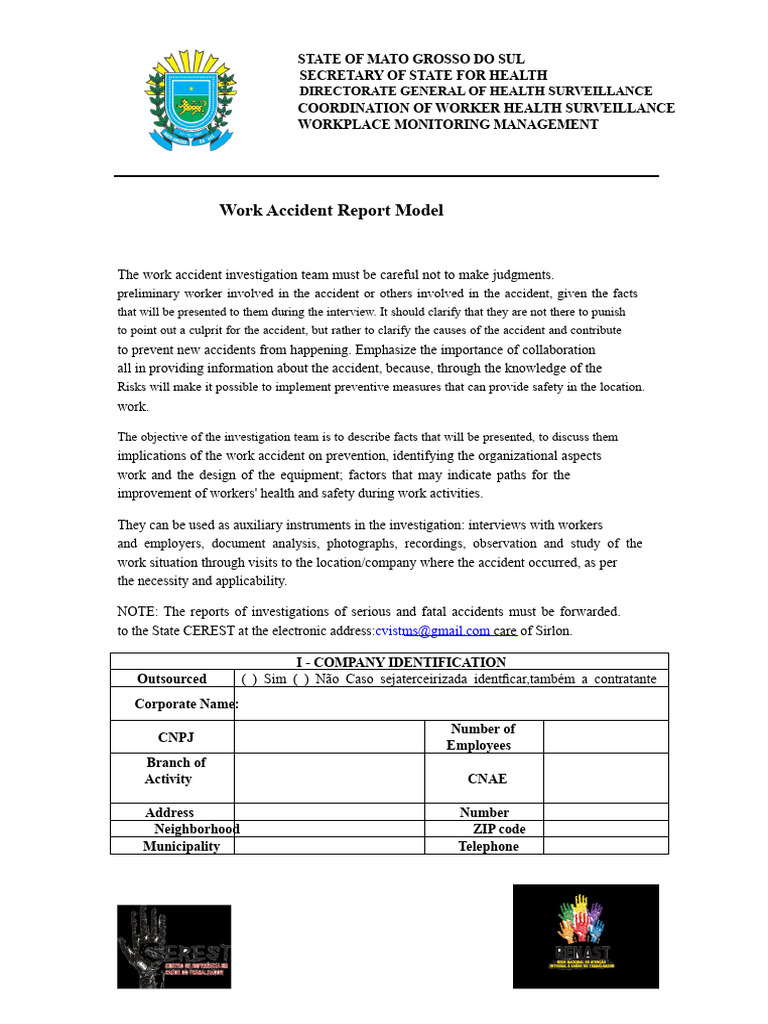 Work Accident Report Template | PDF | Accidents | Occupational Safety ...