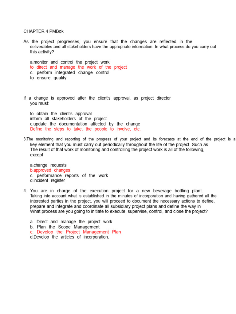 PMBok Chapter 4 | PDF | Project Management | Business