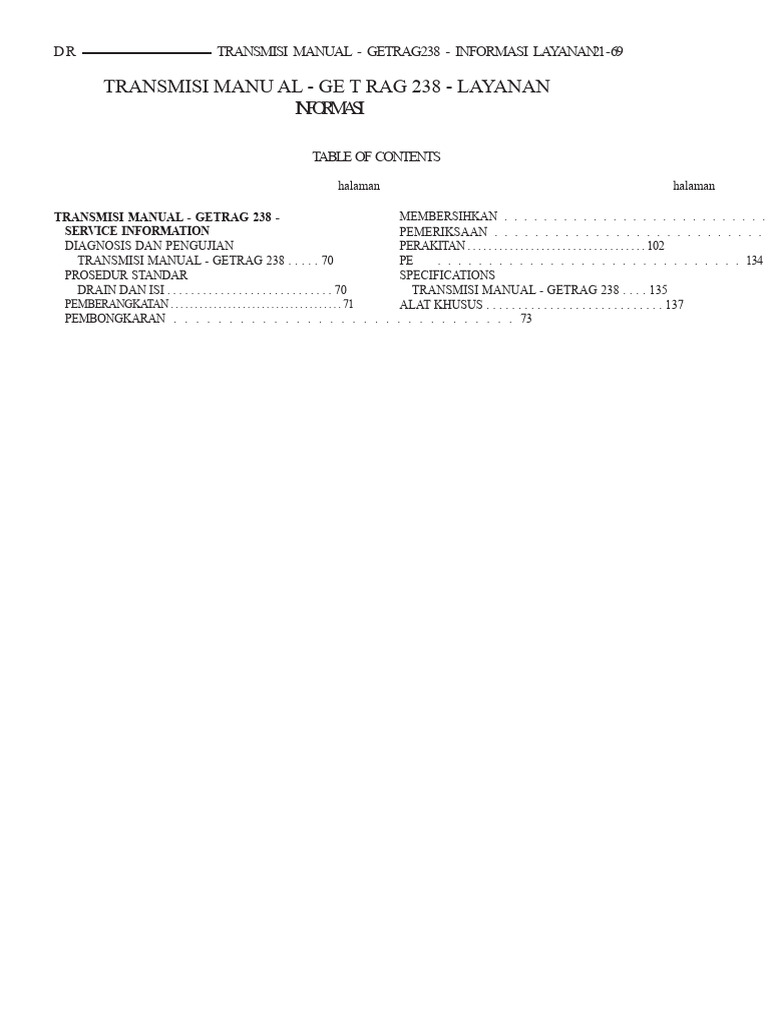 Manual Servis Dodge Getrag 238 | PDF
