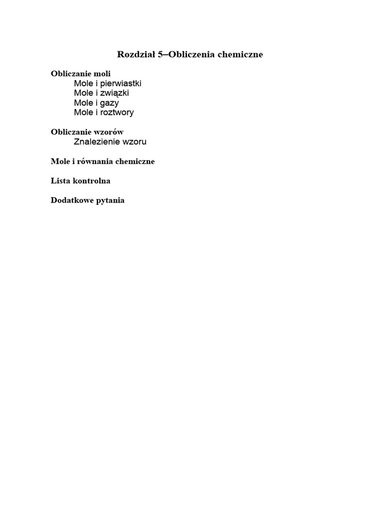 Rozdział 5: Obliczenia Chemiczne | PDF