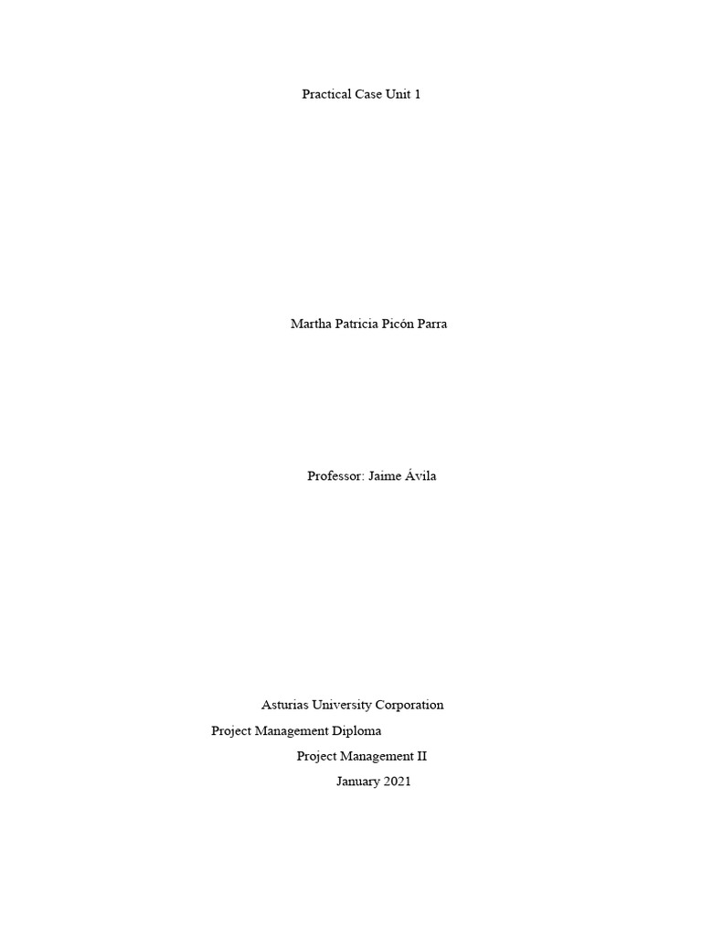 Practical Case Unit 1 Project Management II | PDF | Project Management ...