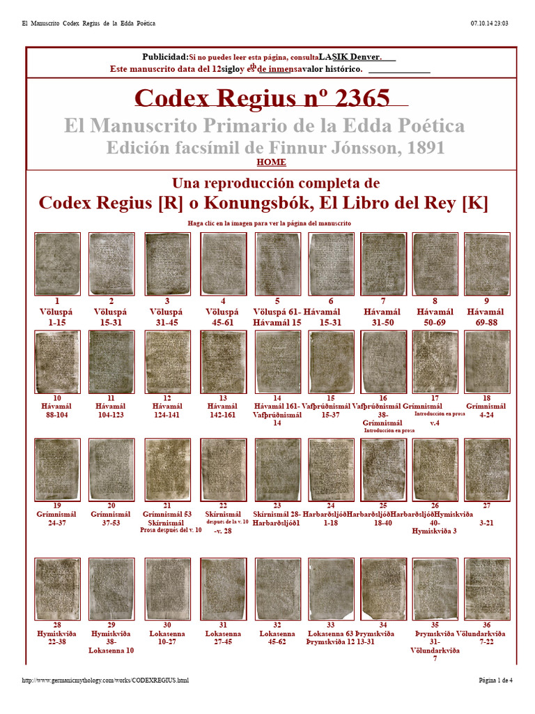 Codex Regius: Edda Poética y su Historia | PDF | Mitología germánica ...