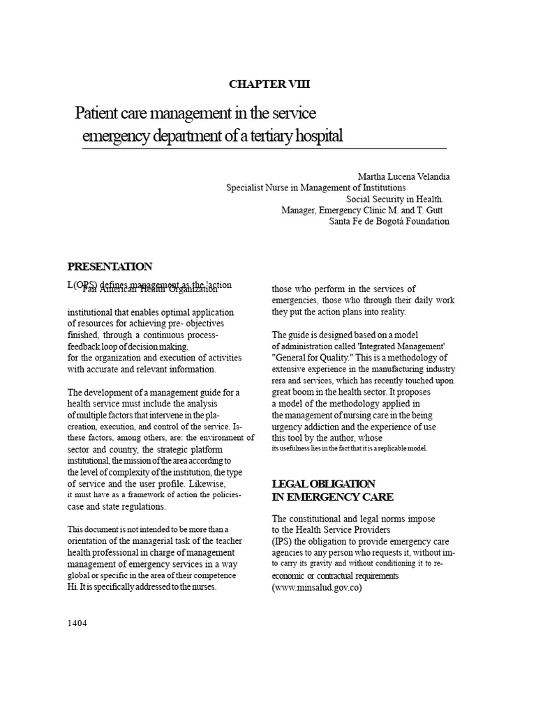 Management of Patient Care in Emergency Services | PDF | Patient ...