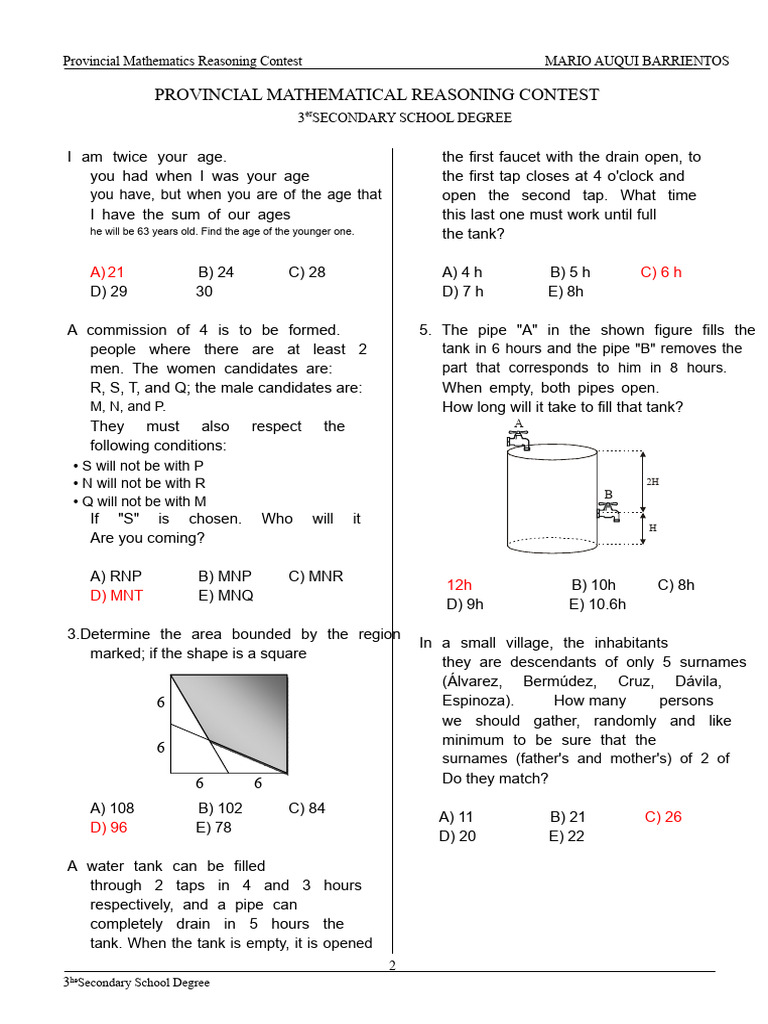 MATHEMATICS COMPETITION | PDF | Mathematics